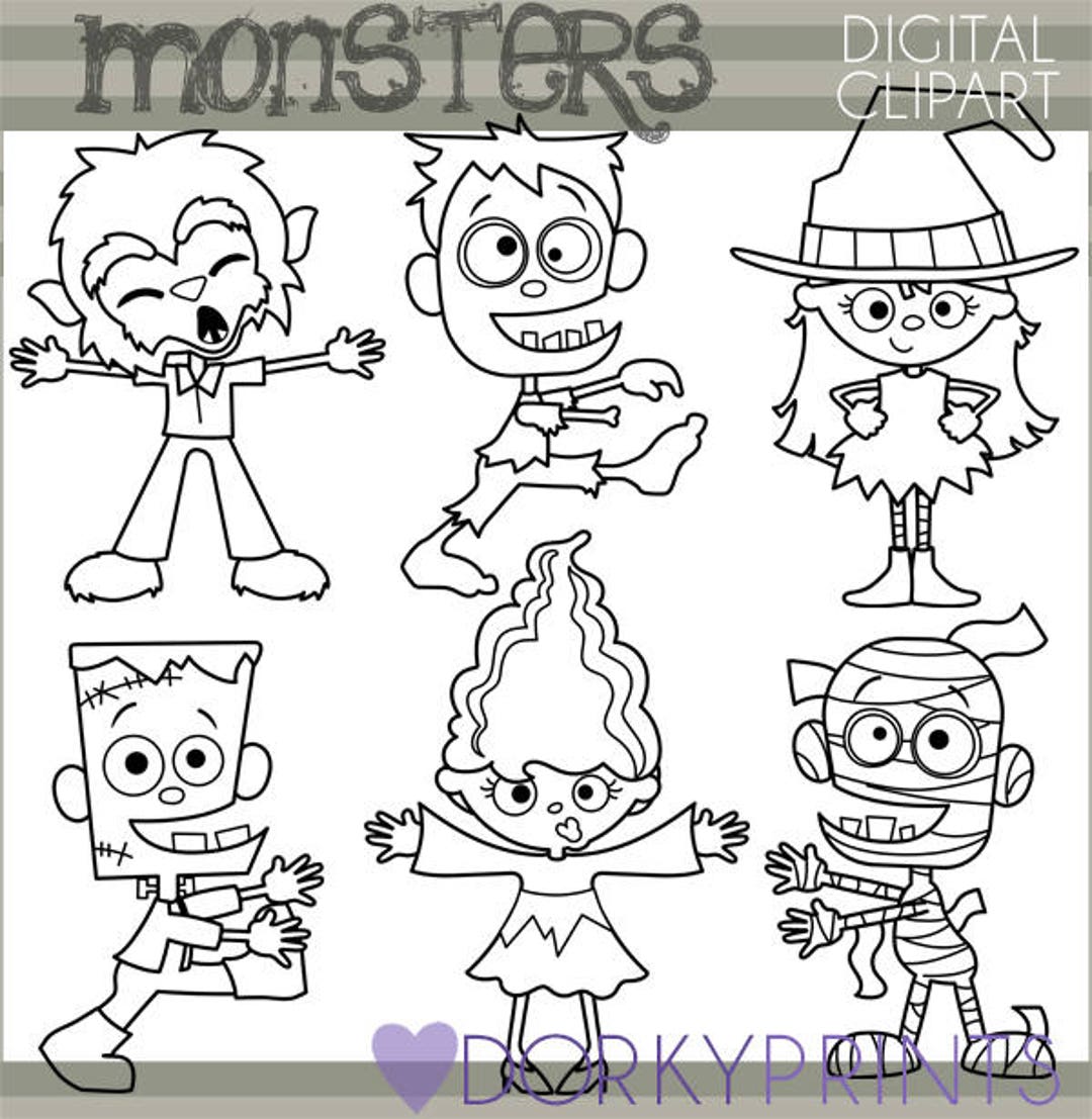 Halloween Monsters Clipart Set for Sublimation, Sticker Design, Sugar ...