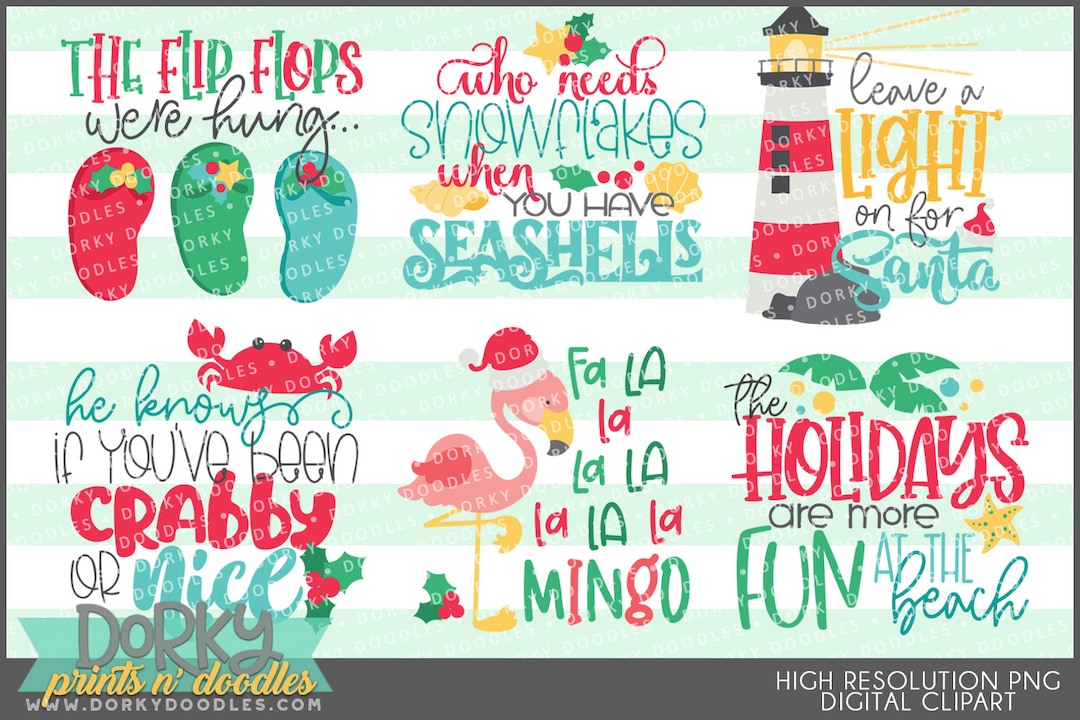 Beach Christmas Clipart -personal and Limited Commercial Use- Holiday ...