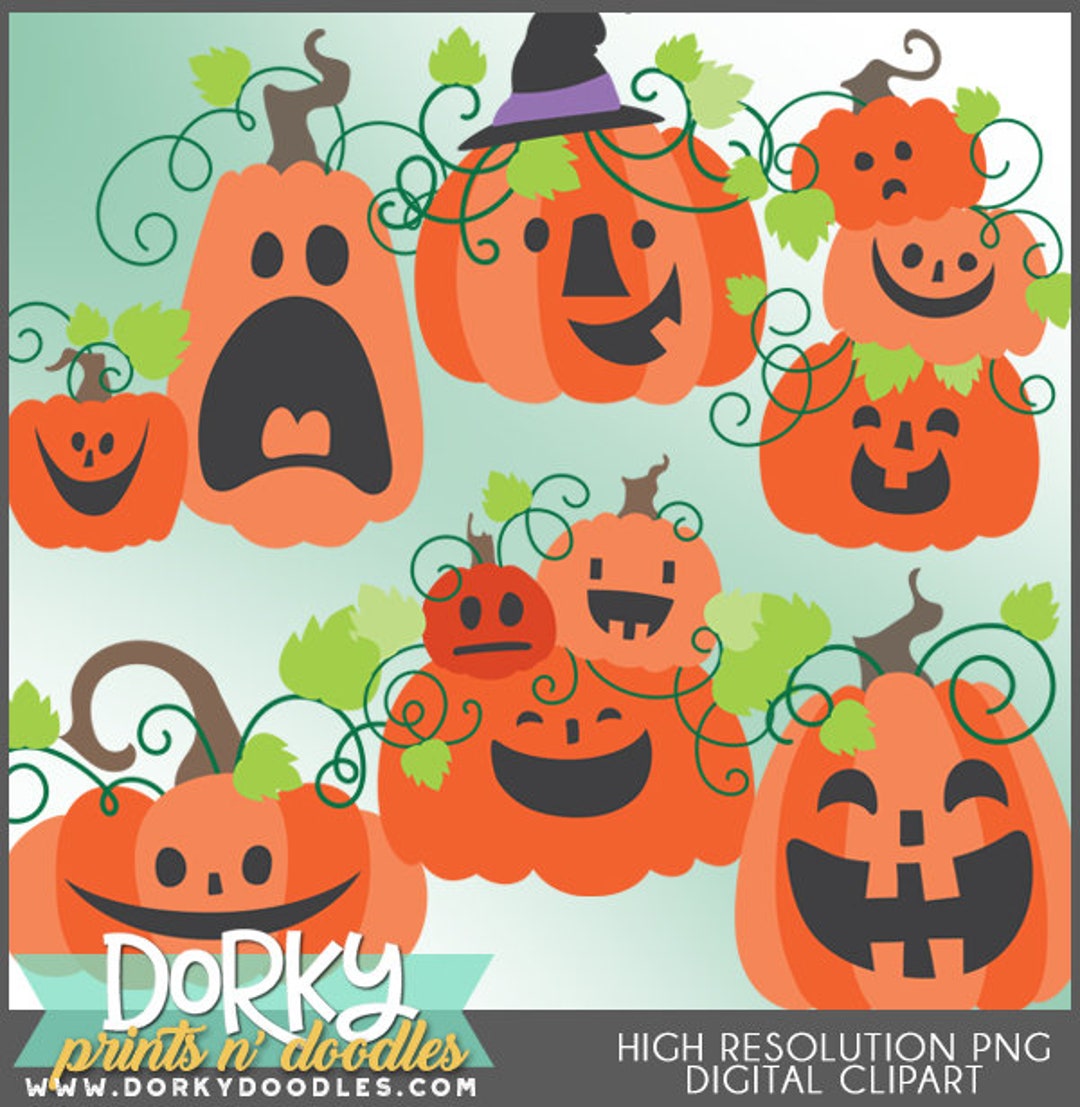 Cute Jack-o-lantern Clipart Set for Sublimation, Sticker Design, Sugar ...