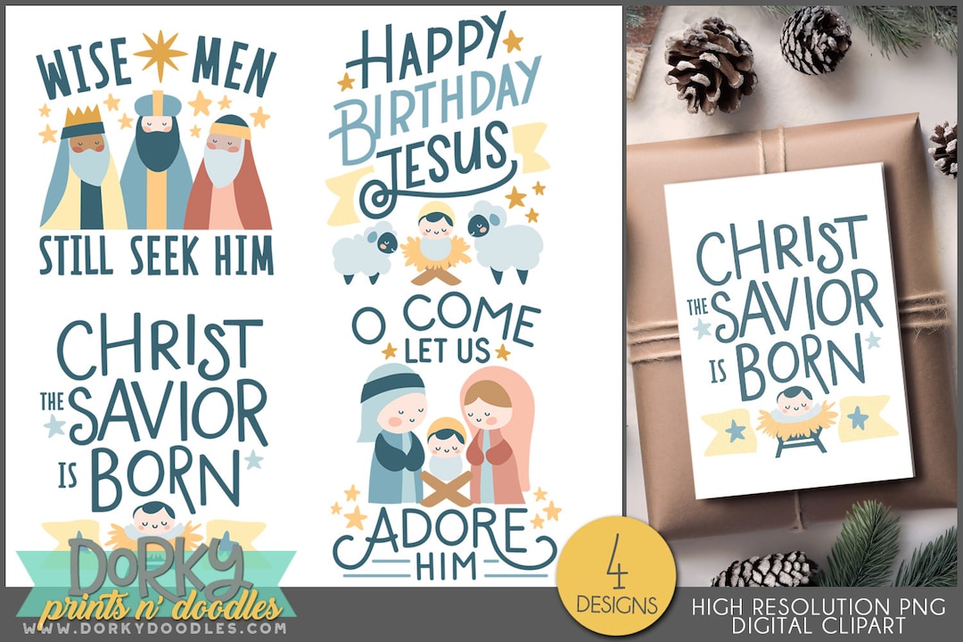 Christmas Sayings Clipart | Cute Nativity Wordart for Stickers ...