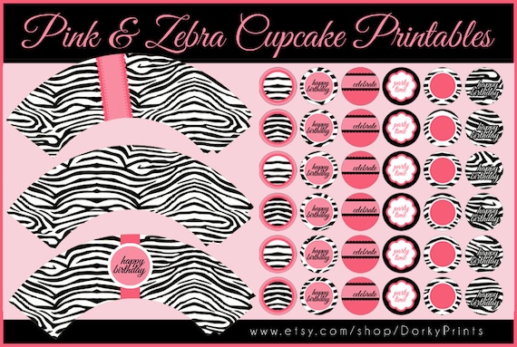Zebra Birthday Tag Printables 108 Zebra Print Labels .75" Party