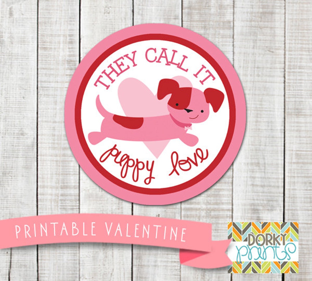 Valentine Printable Circle Tags Puppy Love Valentine PDF Printable ...