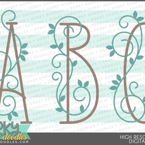 Vines Alphabet Clipart -PNG Art- Instant Download - Numbers, Letters ...