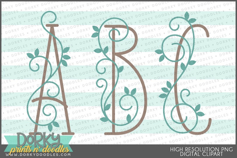 Vines Alphabet Clipart PNG Art Instant Download Numbers - Etsy