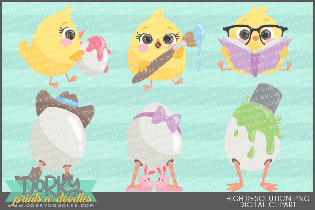 Cute Easter Chicks and Eggs Clip Art -personal and Limited Commercial ...