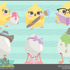 Cute Easter Chicks and Eggs Clip Art -personal and Limited Commercial ...