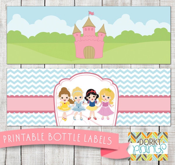 Princess Birthday Party Printable Bottle Labels PDF | Etsy