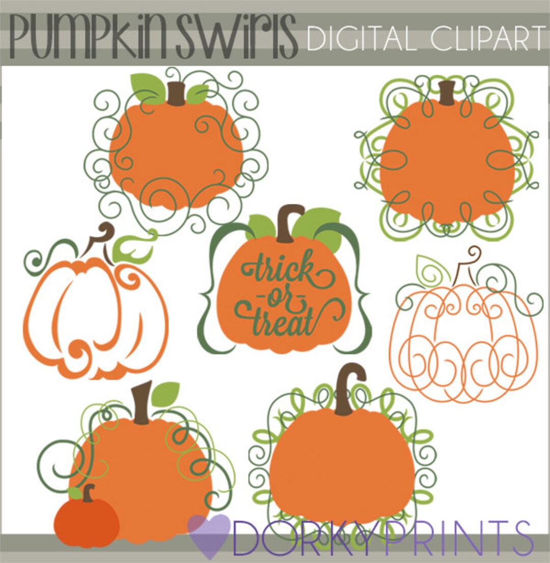Pumpkin Swirl Clipart Set for Sublimation, Sticker Design, Sugar ...