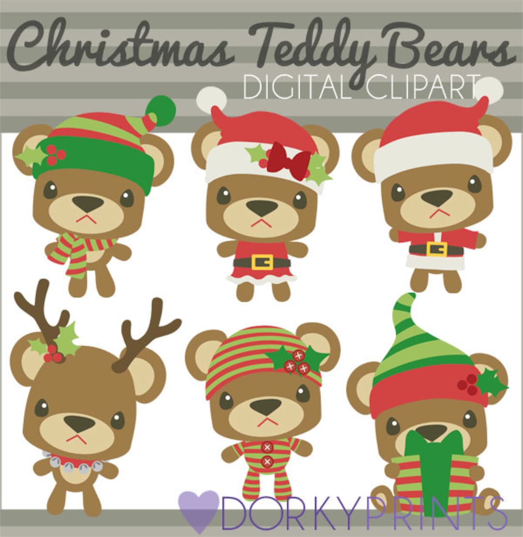 Christmas Clipart Teddy Bears -personal and Limited Commercial Use ...