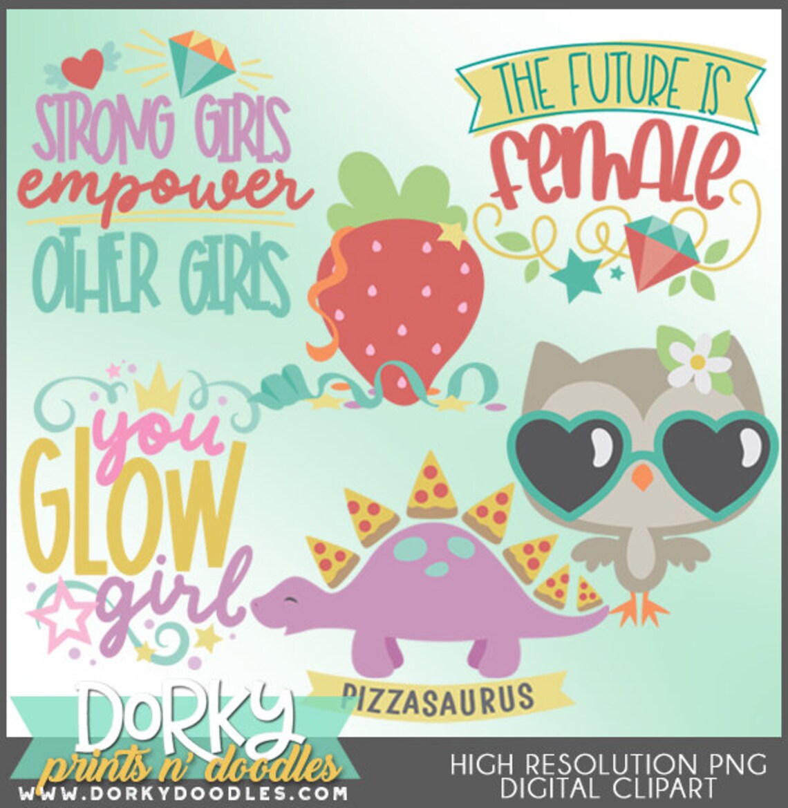 Girl Power Clipart personal and Limited Commercial Use | Etsy
