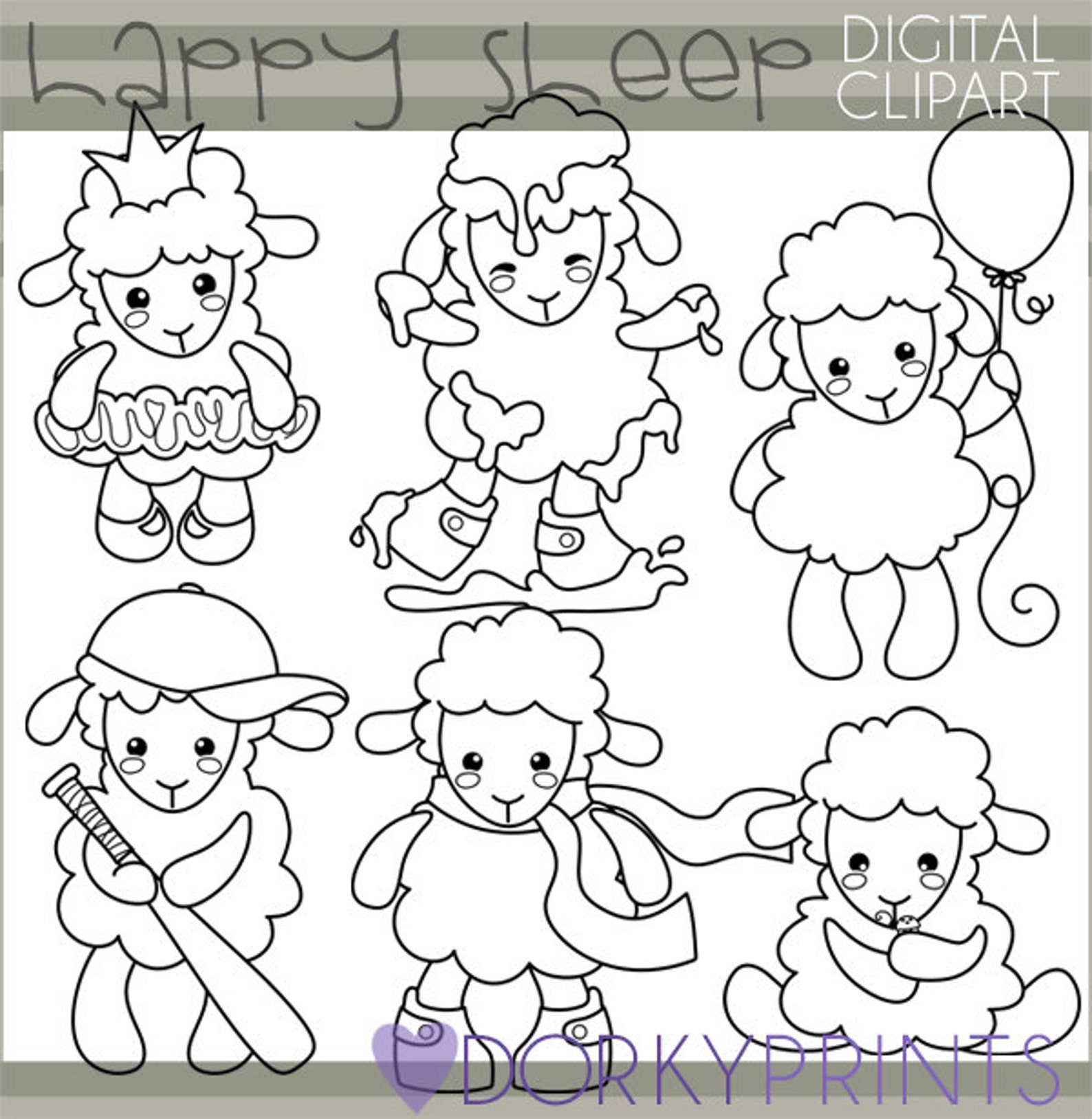 Sheep Clipart Spring Lambs personal and Limited Commercial - Etsy