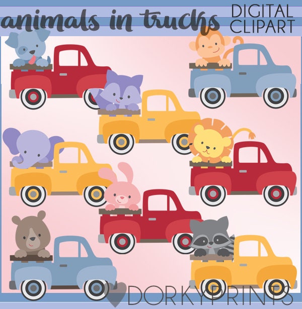 Animals in Vintage Trucks Clipart -personal and Limited Commercial Use ...