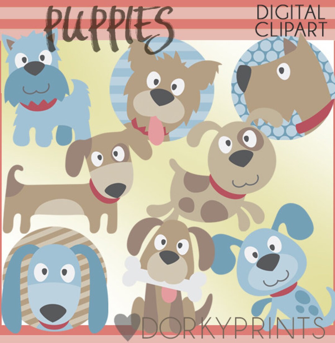 Puppies Clipart -personal and Limited Commercial Use- Cute Dog Clipart ...