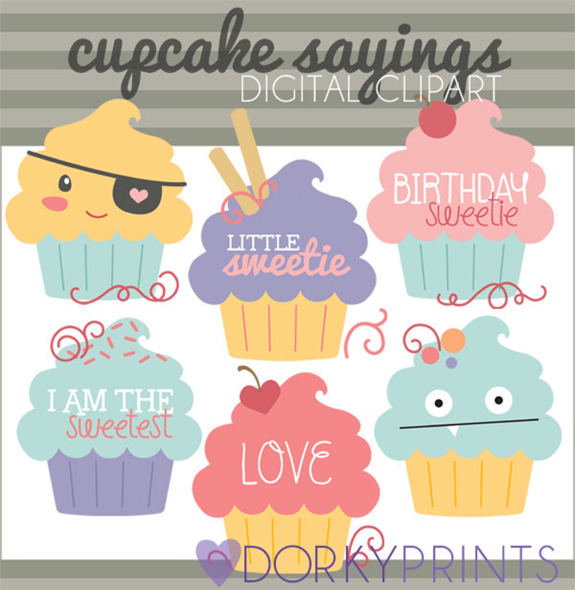 Cupcake Clipart personal and Limited Commercial Use Birthday - Etsy