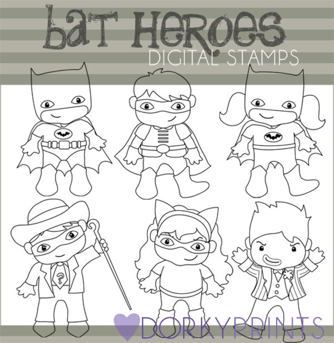 Bat Heroes Clipart Set personal and Limited Commercial Super Hero Black ...