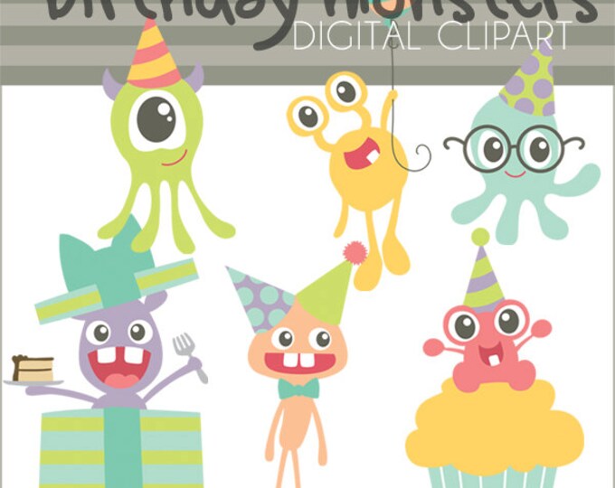 Monster Clipart, Monsters Clip Art, Birthday Clipart, Monster Party ...