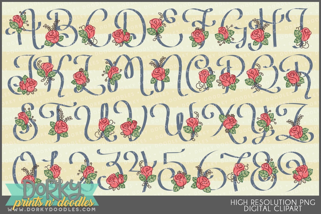 Rosebud Alphabet Clipart -personal and Limited Commercial Use- Alphabet ...