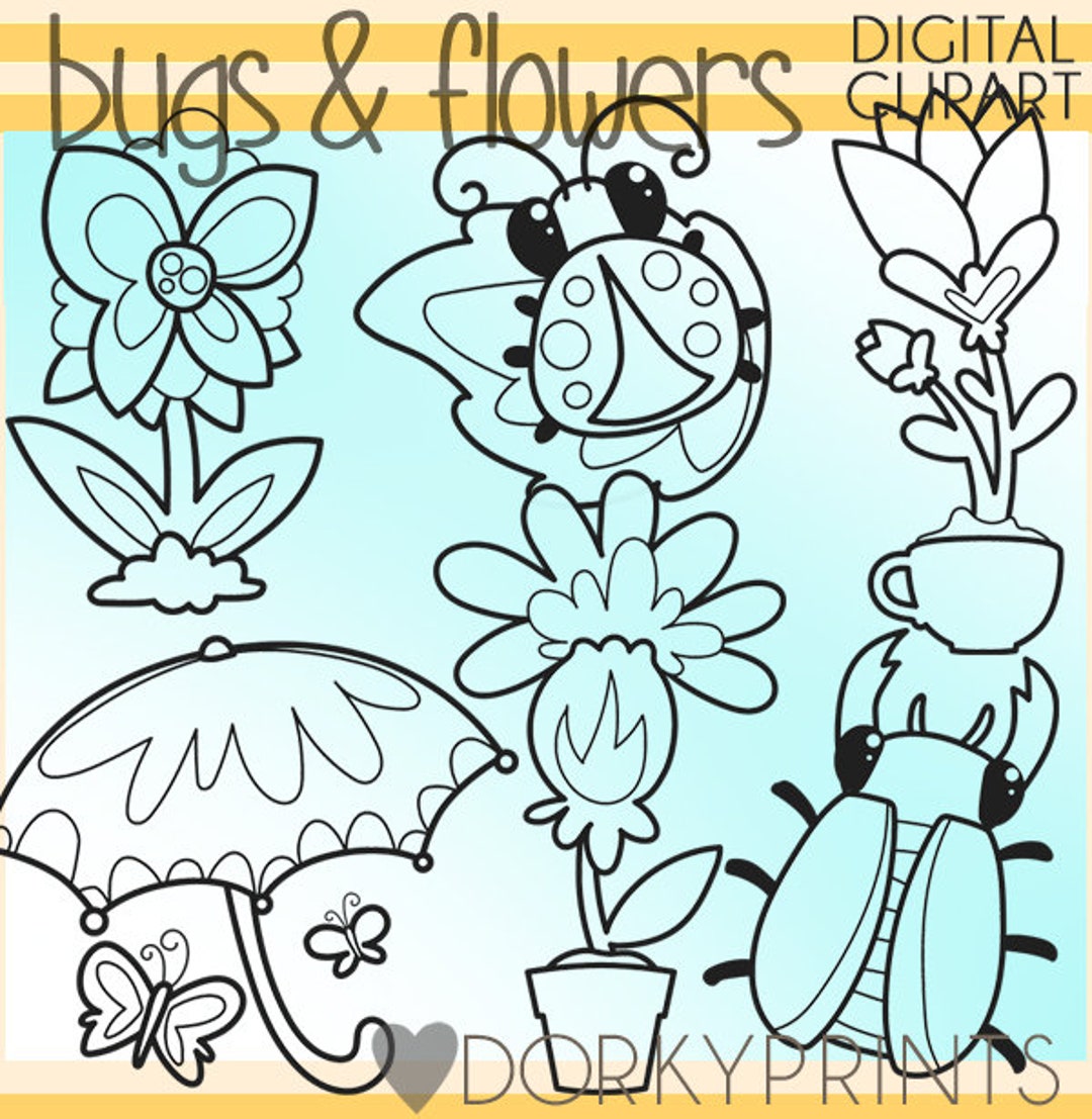 Bugs and Flowers Clipart -personal and Limited Commercial - Ladybug ...