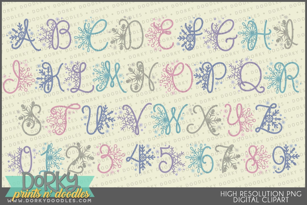 Christmas Clipart Snowflake Alphabet and Numbers -personal and Limited ...