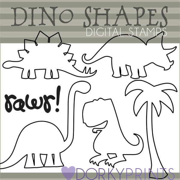 Dinosaur Black Line Clip Art - Etsy