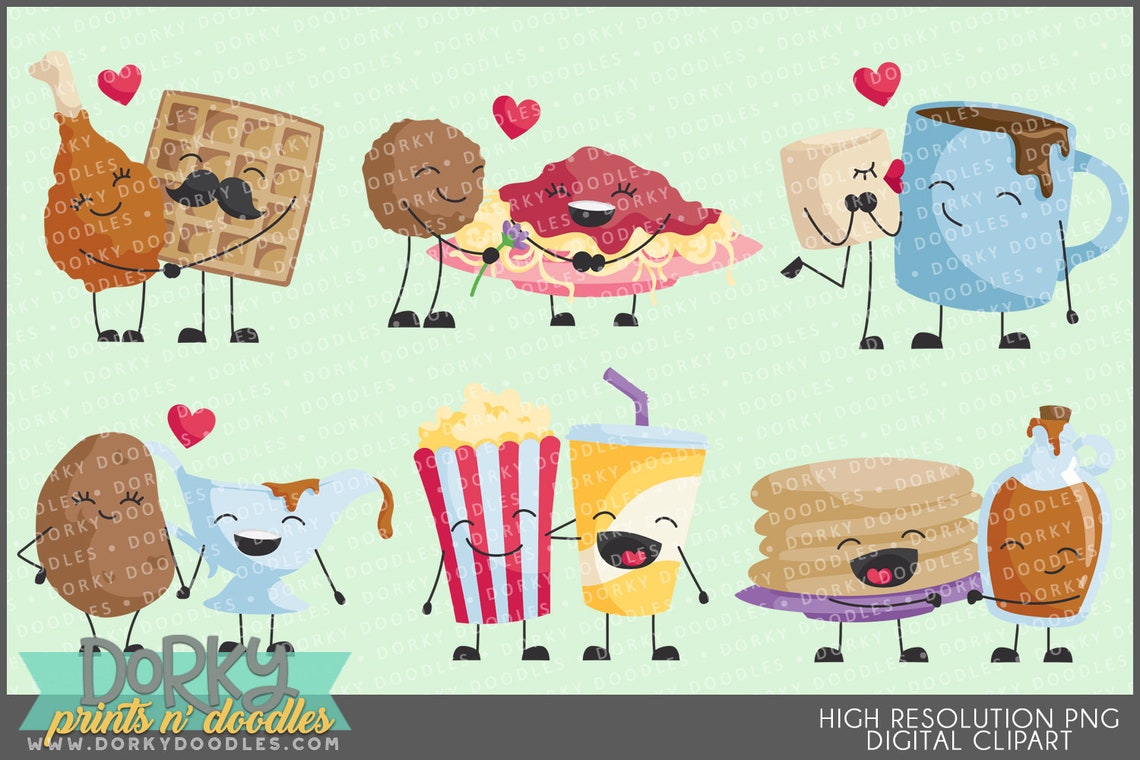 Valentine's Day Food Pairs Clip Art personal and Limited - Etsy