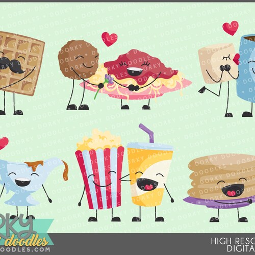 Valentine's Day Food Pairs Clip Art personal and Limited - Etsy