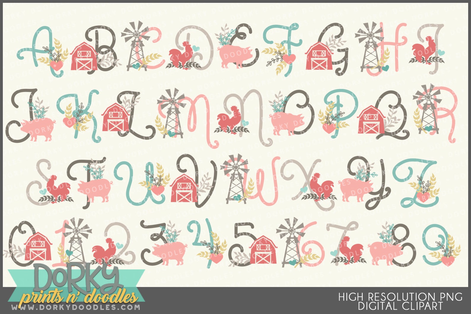 Farmhouse Alphabet Clipart -personal and Limited Commercial Use- Fun ...