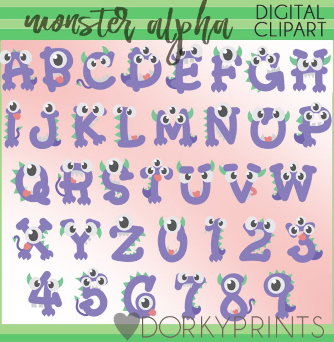 Monster Clipart Alphabet and Numbers personal and Limited - Etsy