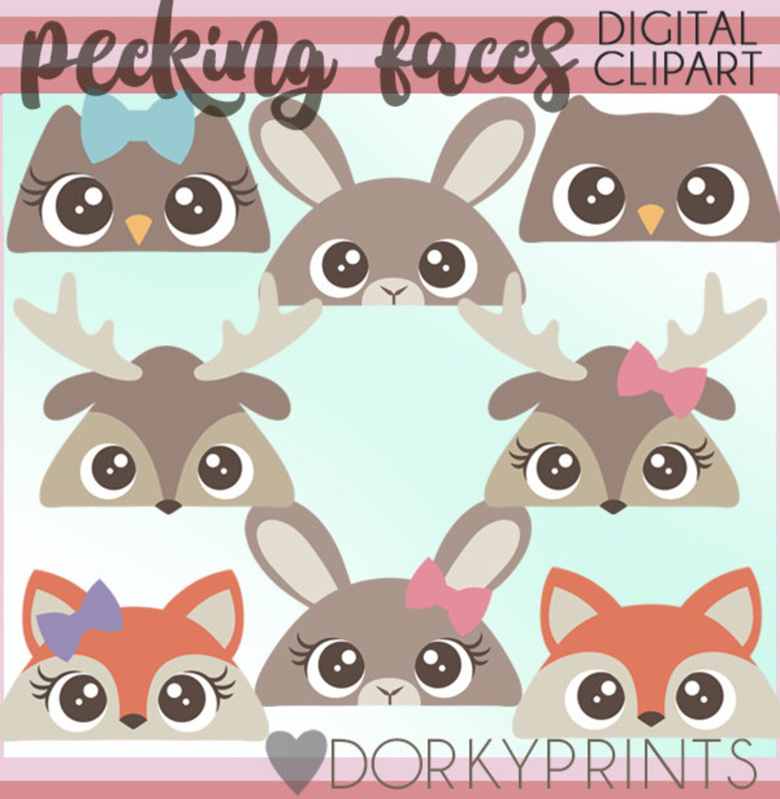 Peeking Forest Animal Faces Clipart personal and Limited - Etsy