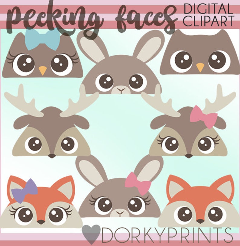 Peeking Forest Animal Faces Clipart Personal and Limited | Etsy