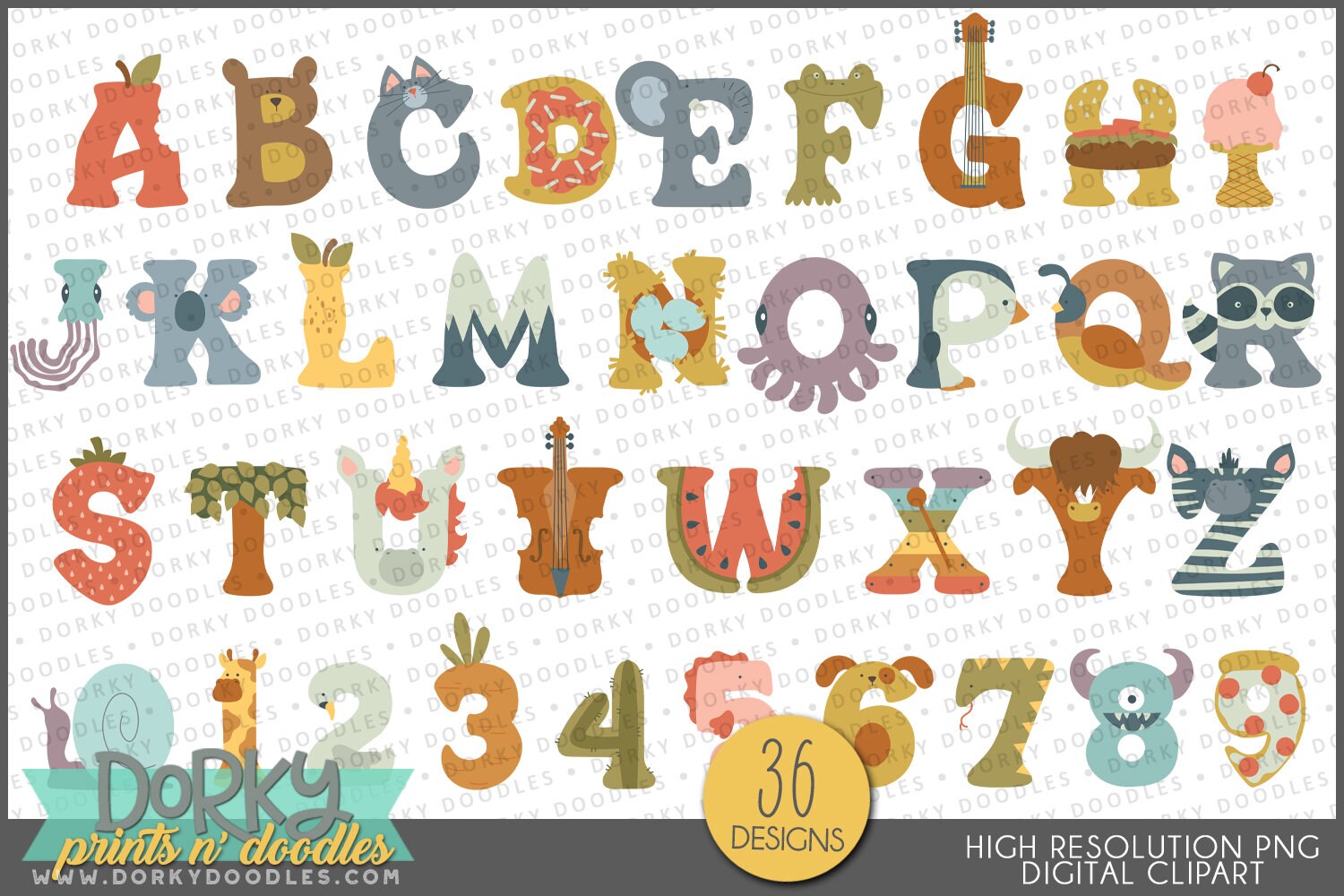 Cute Alphabet Clipart -personal and Limited Commercial Use- Fun Letters ...