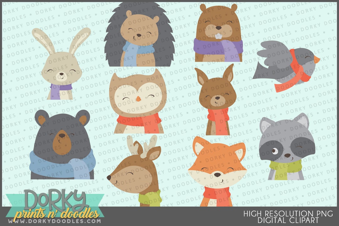 Cute Forest Animal Faces Clipart -personal and Limited Commercial Use ...