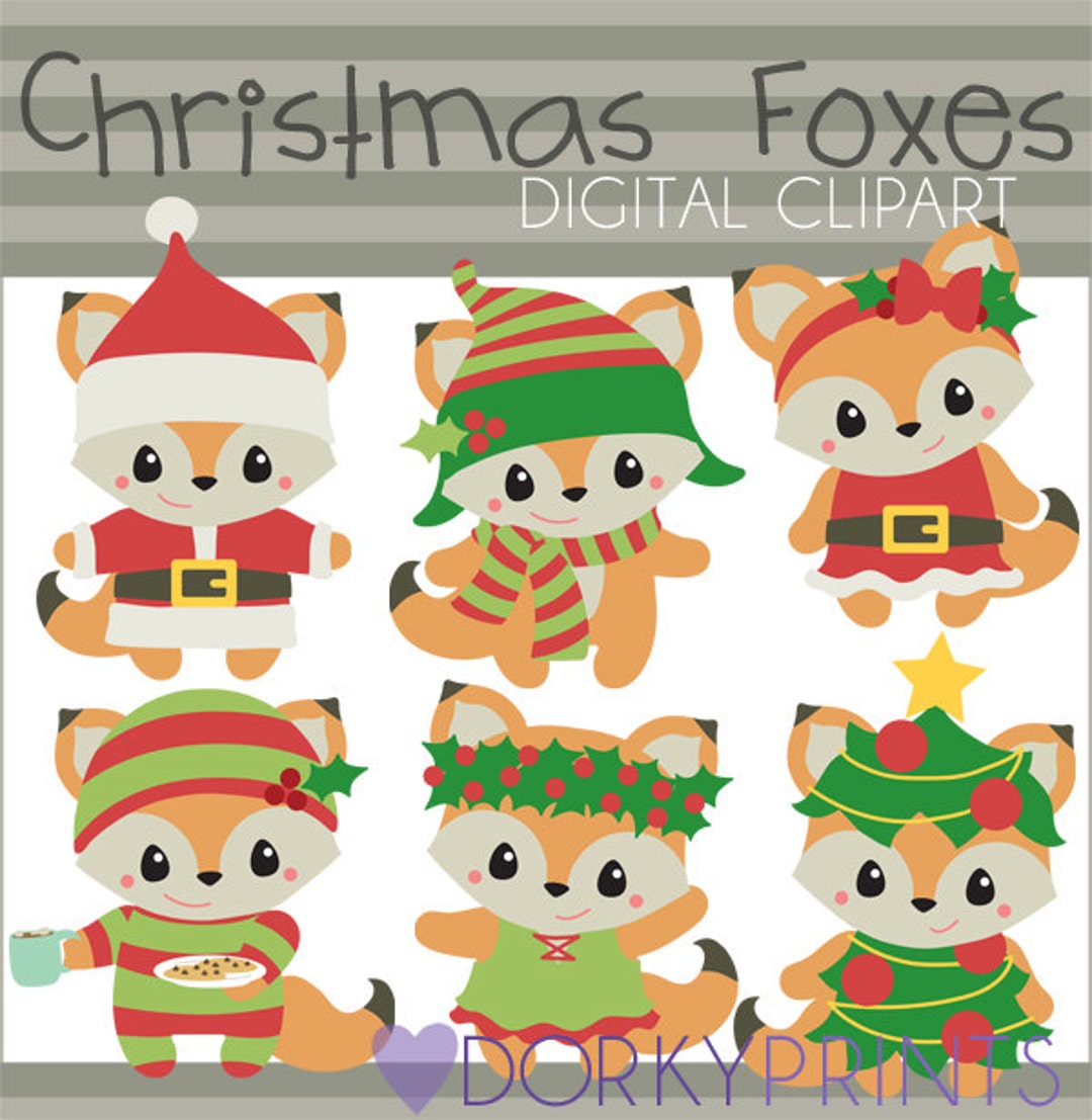 Christmas Clipart Christmas Foxes -personal and Limited Commercial Use ...