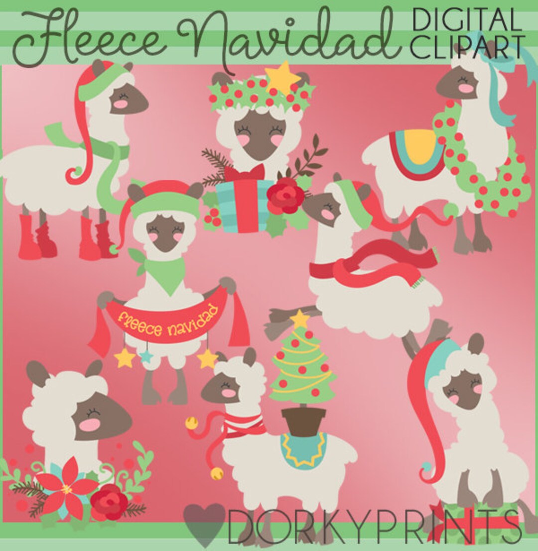Christmas Llamas Clipart -personal and Limited Commercial Use- Llama ...