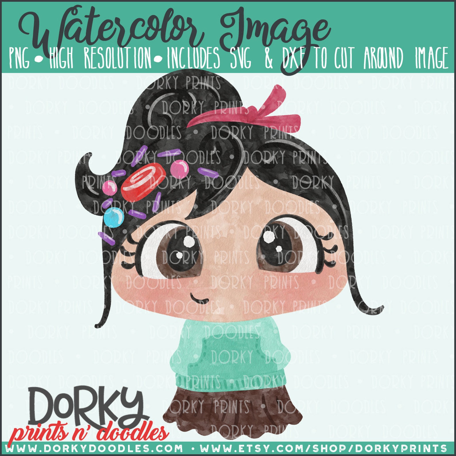 Candy Princess Watercolor PNG Artwork - Digital File - for Heat Press ...