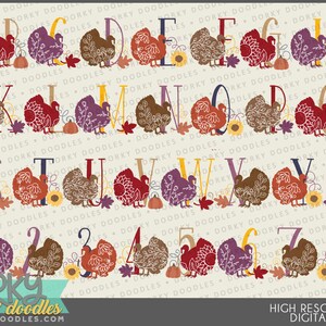 Thanksgiving Clipart Turkey Alphabet and Numbers personal and Limited ...