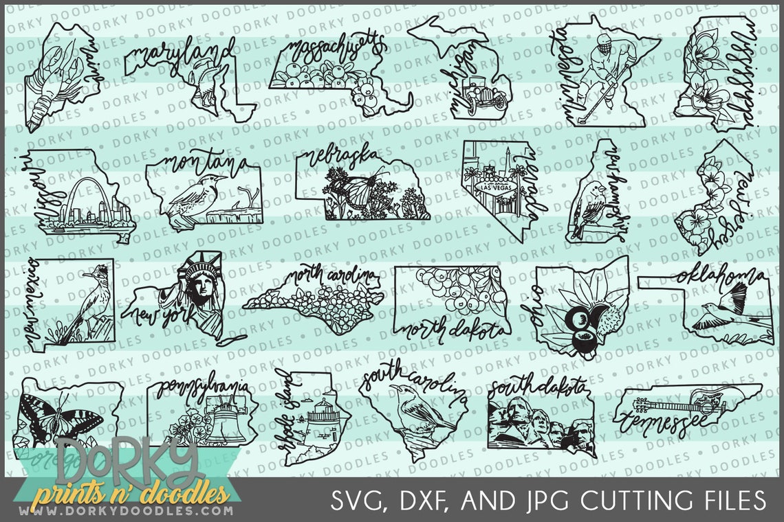 US States SVG and DXF Bundle Craft Files -for Use With Cricut or ...