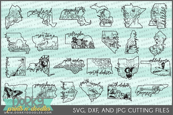 US States SVG and DXF Bundle Craft Files for Use With Cricut - Etsy