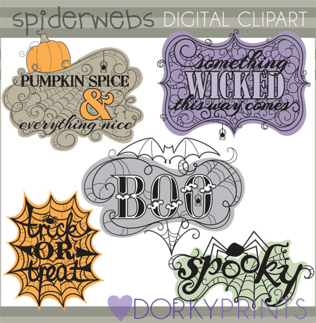 Halloween Words Clipart Set for Sublimation, Sticker Design, Sugar ...