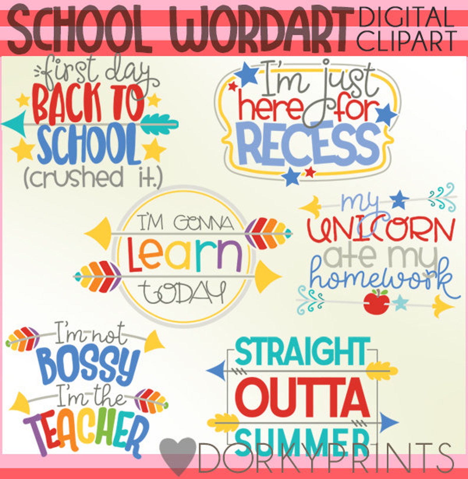 School Wordart Clipart personal and Limited Commercial Use Wordart Clip ...