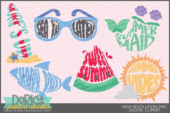Summer and Beach Word Clipart Cute Beach Words PNG Files - Etsy
