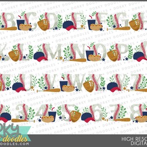 Cute Baseball Alphabet Clipart -PNG Art- Instant Download - Numbers ...