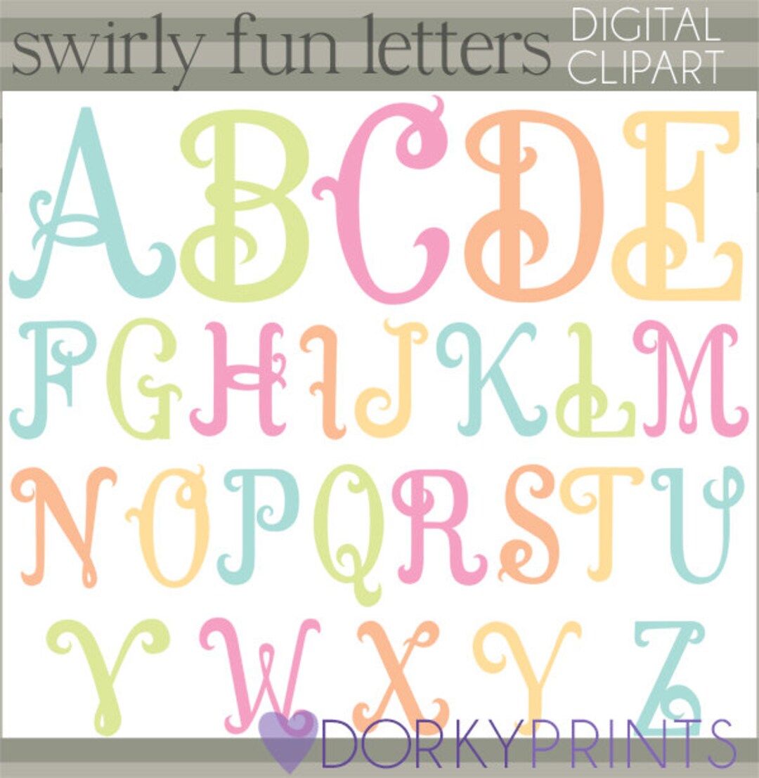 Swirly Fun Alphabet Clipart -personal and Limited Commercial Use ...