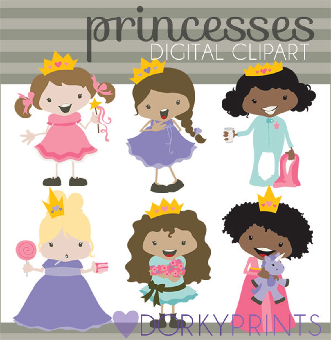 Princess Clipart personal and Limited Commercial Cute - Etsy