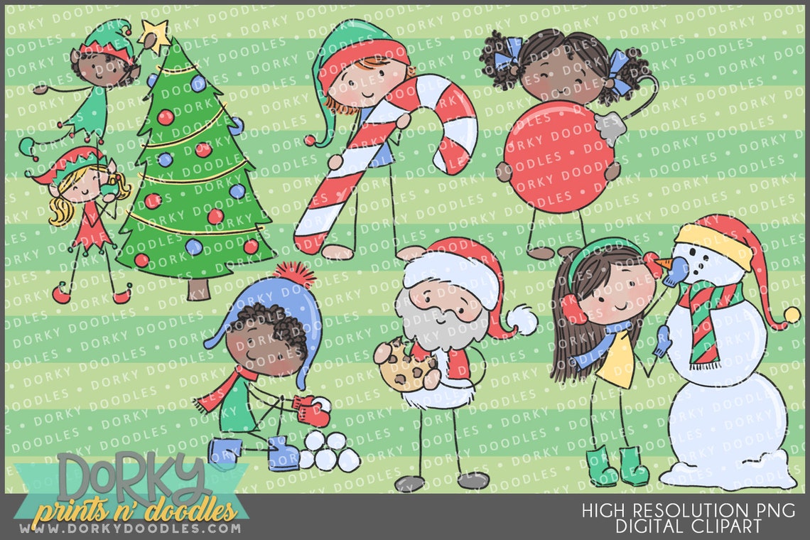 Christmas Stick Kids Clipart personal and Limited Commercial - Etsy