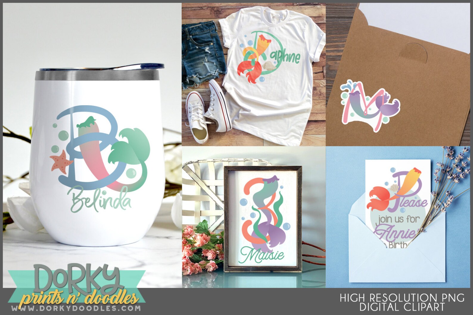 Mermaid Tails Alphabet Clipart -personal and Limited Commercial Use ...