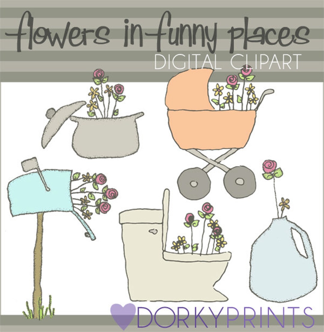 Spring Clipart Flowers in Funny Places -personal and Limited Commercial ...