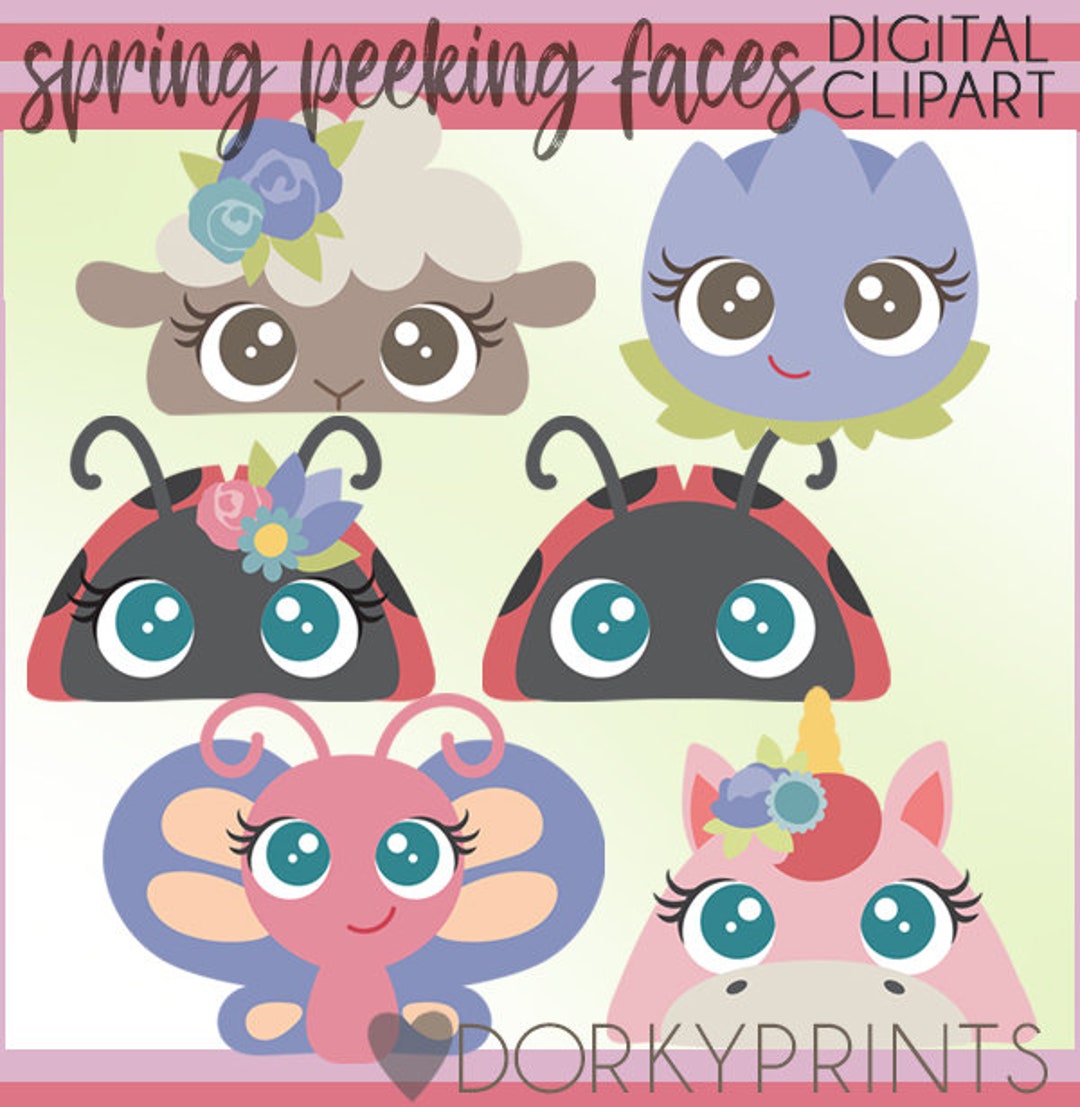 Spring Peeking Faces Clipart -personal and Limited Commercial Use ...