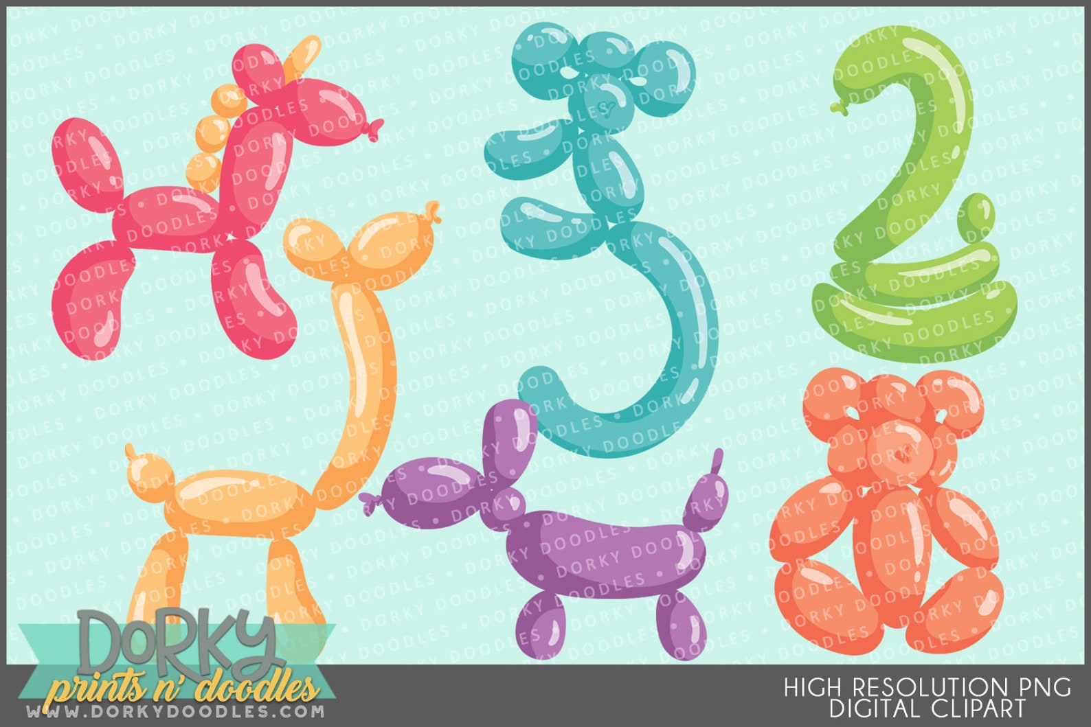 Balloon Animals Clipart personal and Limited Commercial Use | Etsy
