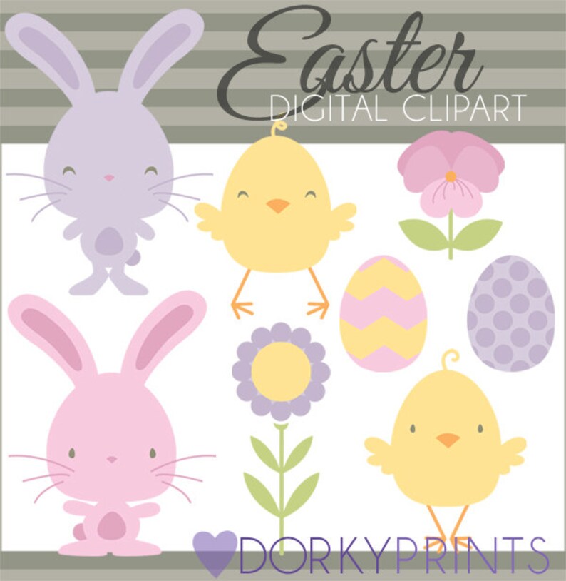 Easter Clipart Set -personal and Limited Commercial Use- Pink Bunny ...
